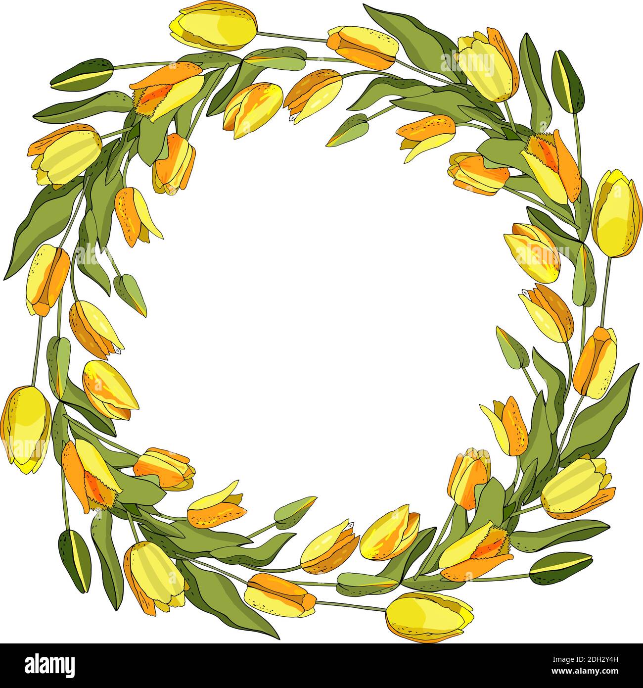 Stock floral frame from yellow cute tulips Stock Vector Image & Art - Alamy