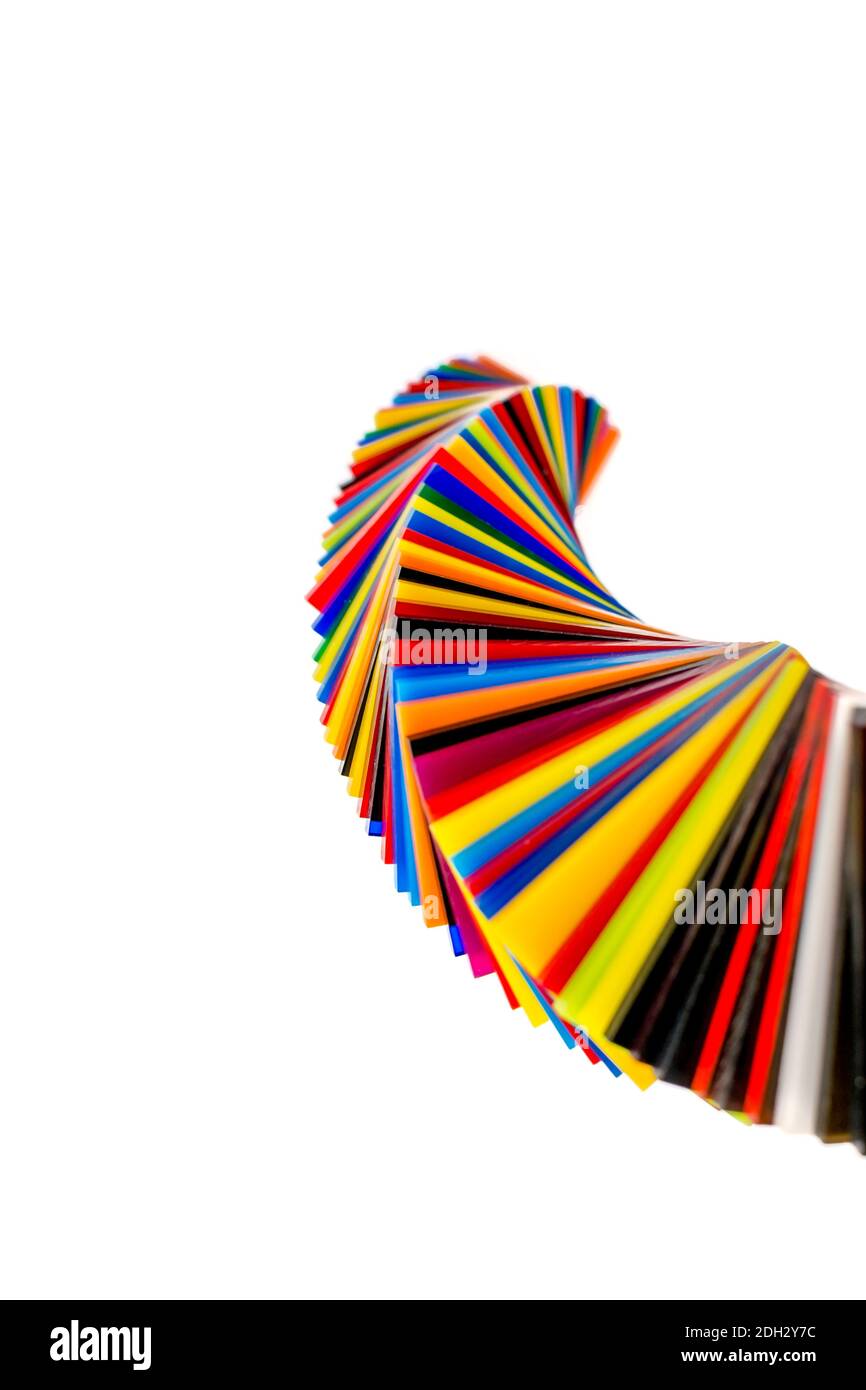 Stack of different colours Cast Acrylic Sheet on white background Stock ...