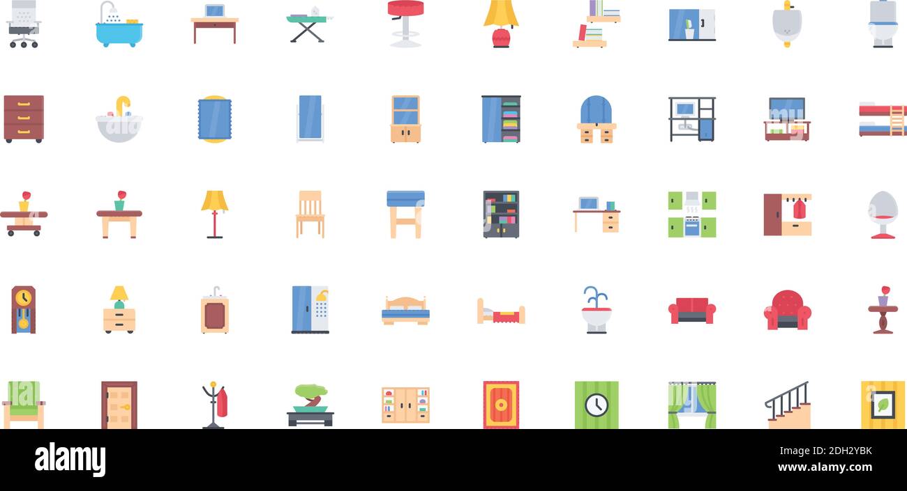 Home furniture icons on Stock Vector Images - Alamy