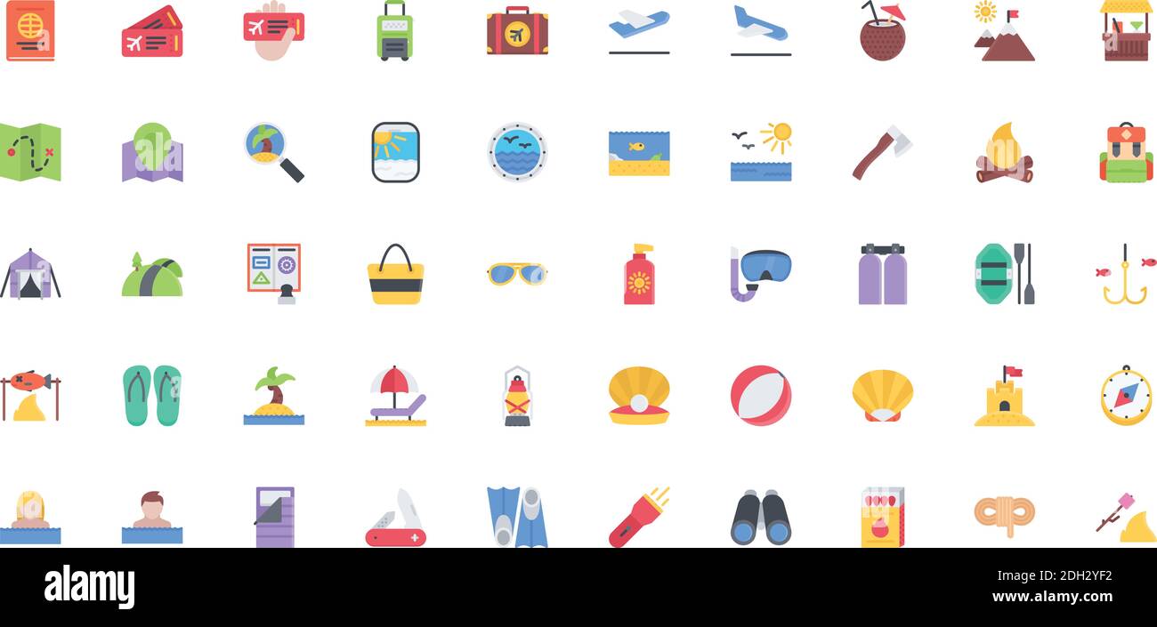 beach & camping icons pack Stock Vector Image & Art - Alamy