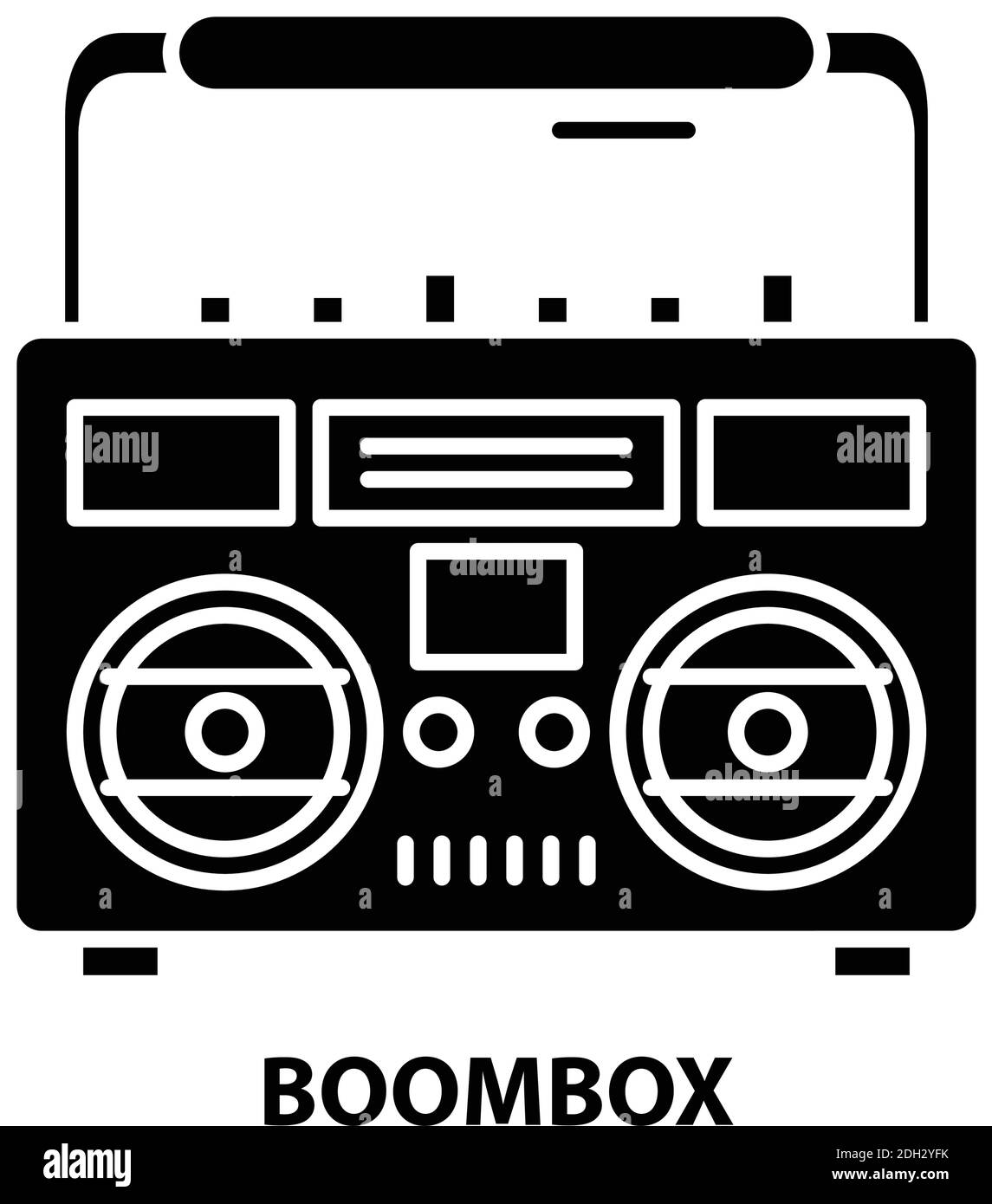 boombox symbol icon, black vector sign with editable strokes, concept ...