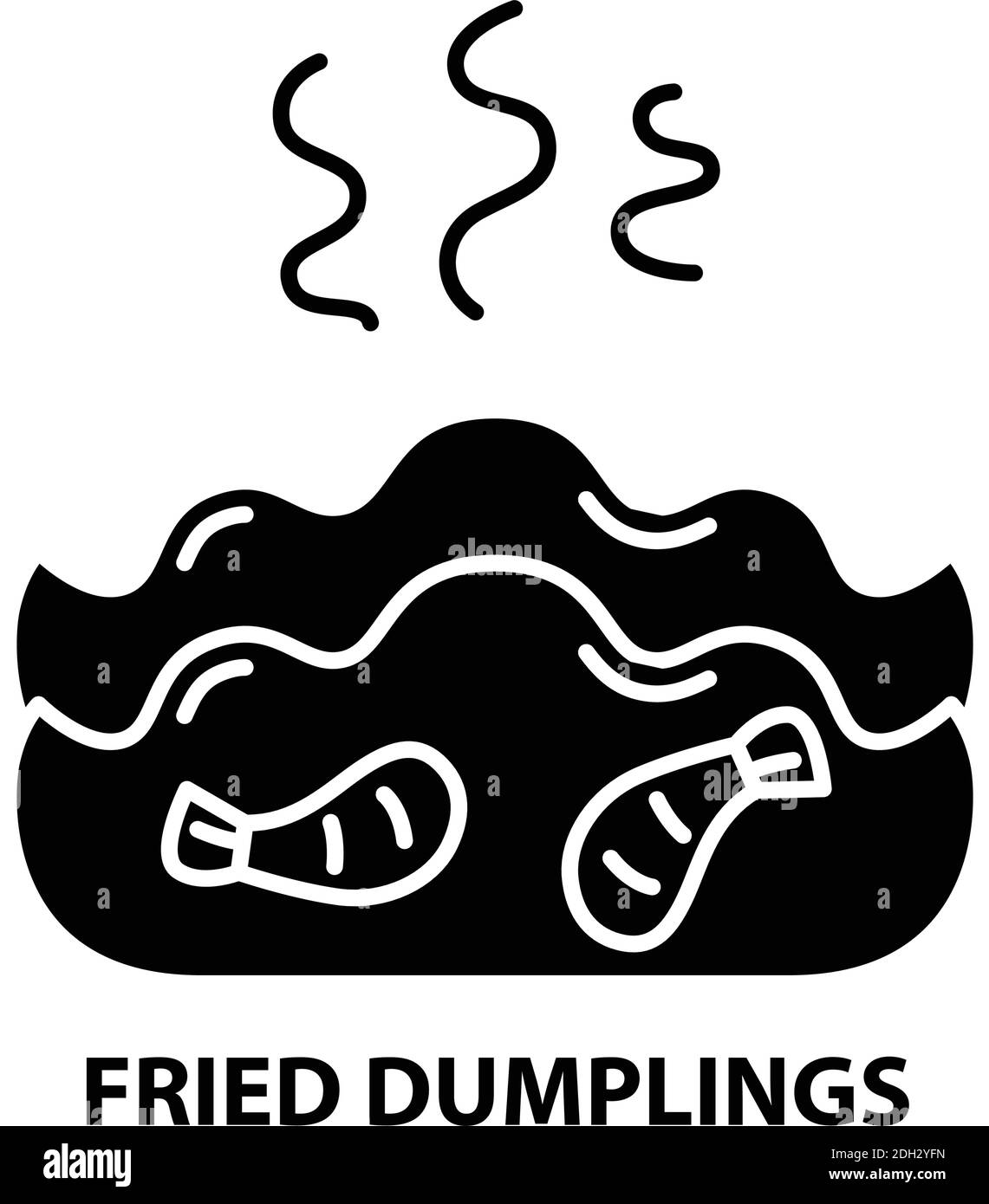 fried dumplings icon, black vector sign with editable strokes, concept ...