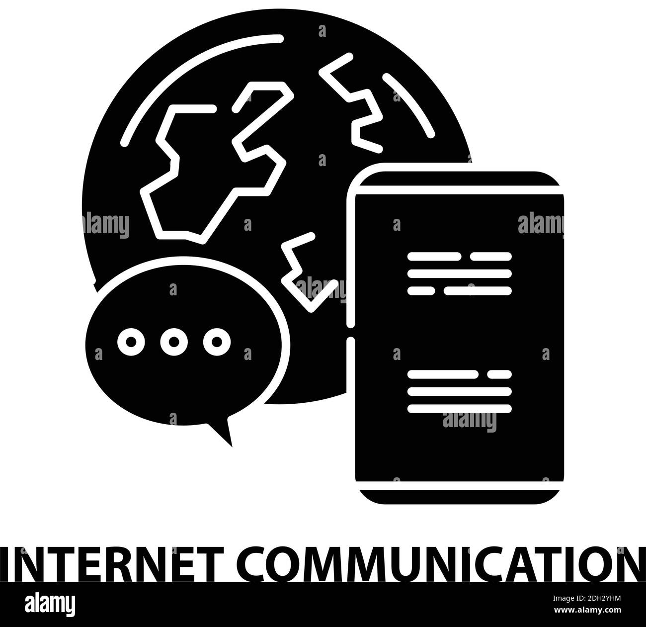 internet communication icon, black vector sign with editable strokes ...