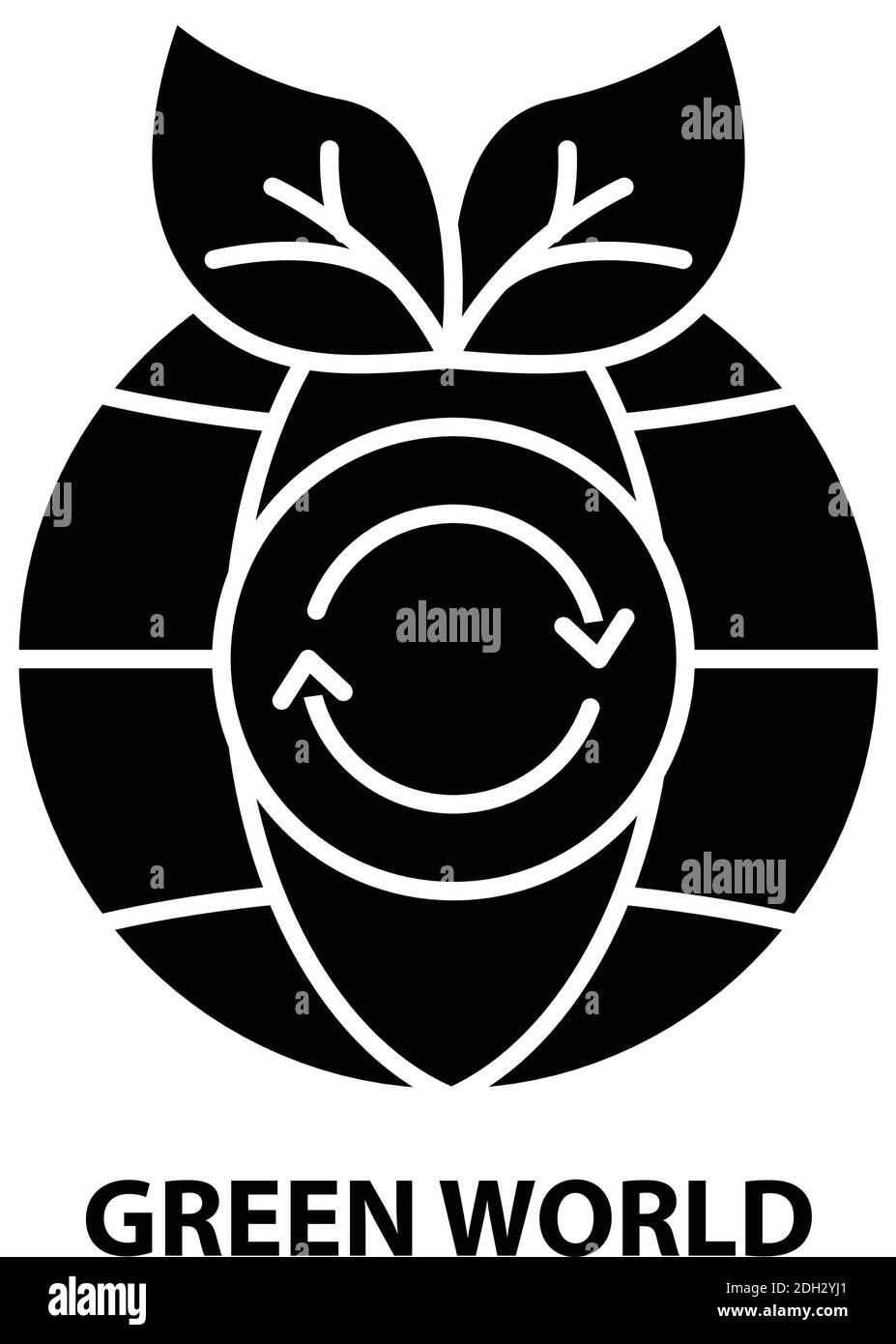 green world icon, black vector sign with editable strokes, concept ...