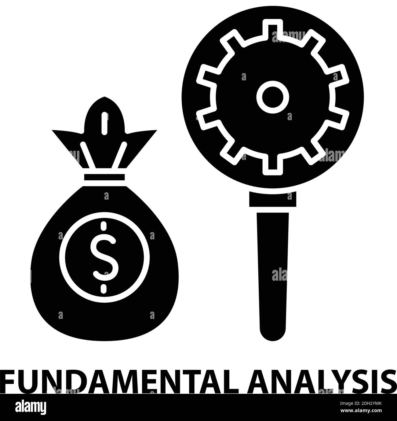 fundamental analysis icon, black vector sign with editable strokes ...