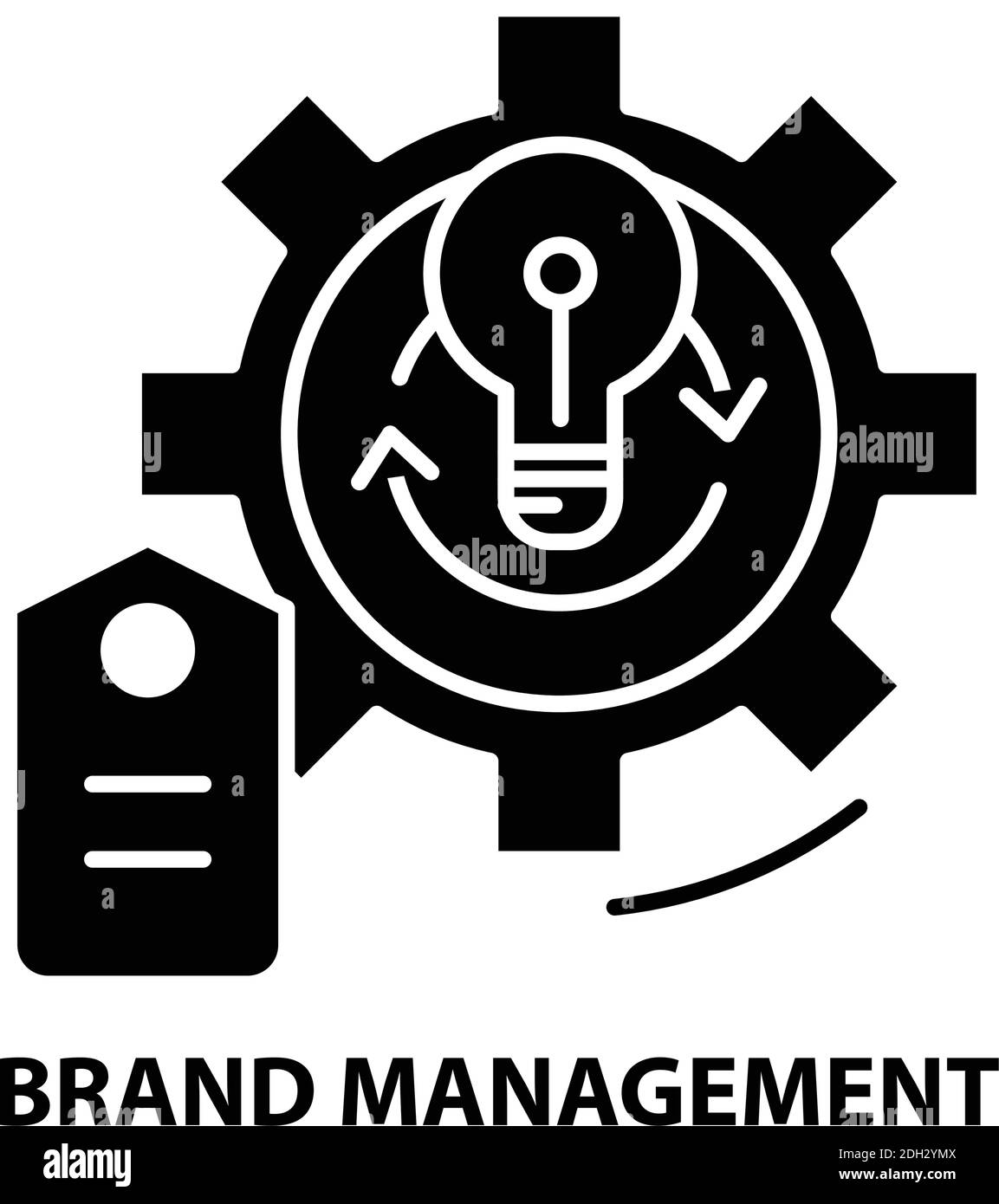 brand management icon, black vector sign with editable strokes, concept ...