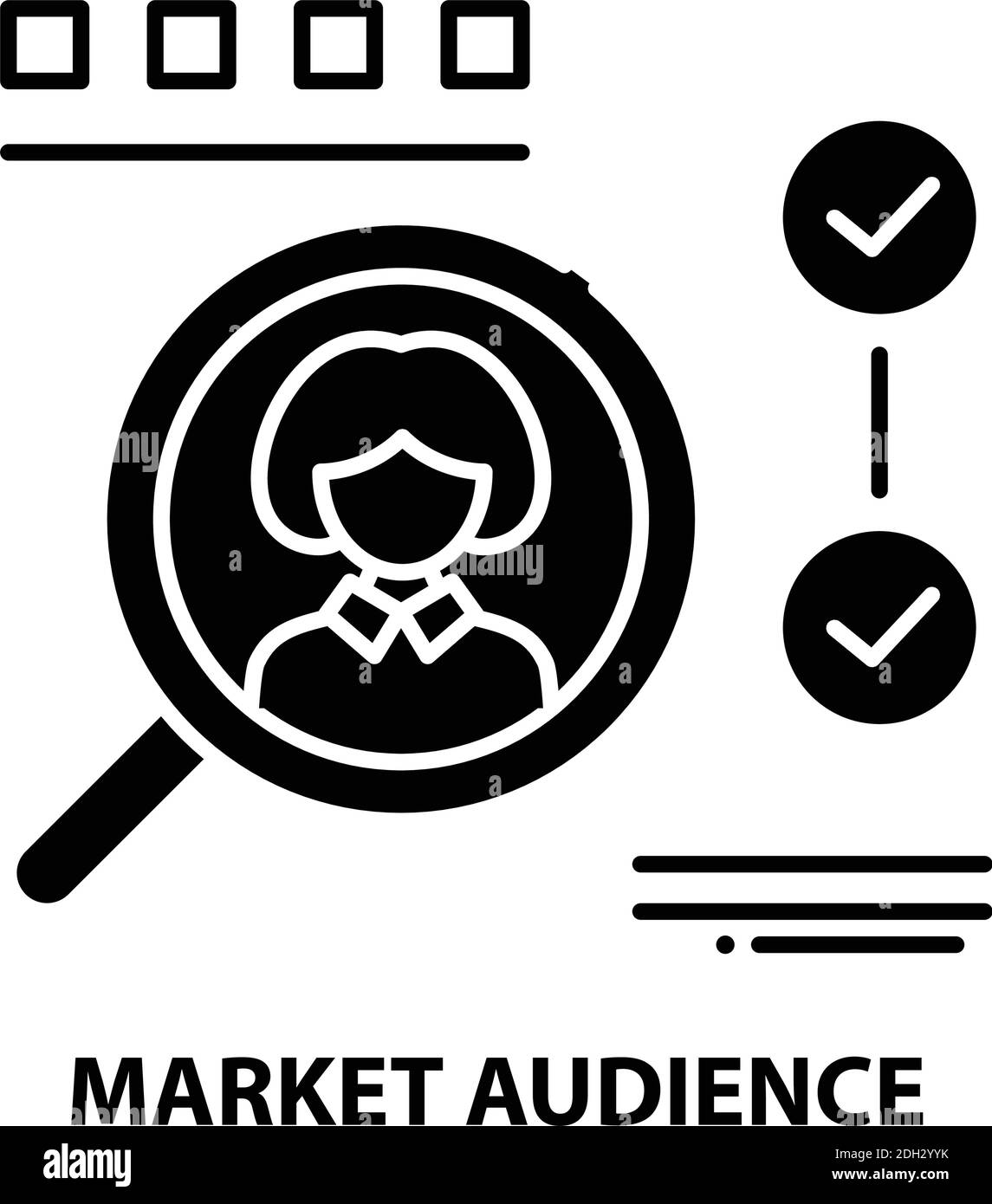 market audience icon, black vector sign with editable strokes, concept ...