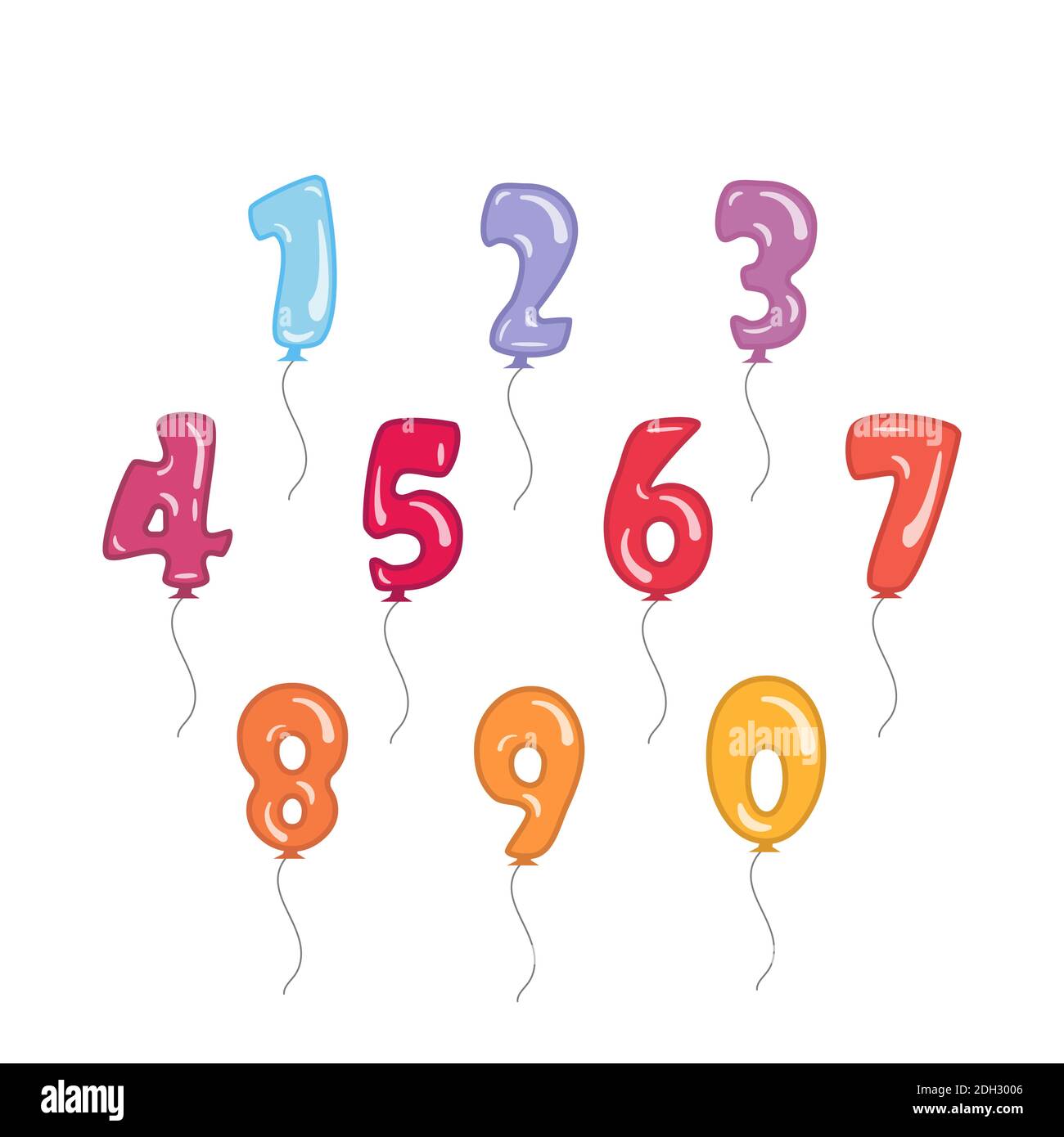 Collection of colorful rubber balloons numbers. Set of balloons with ...