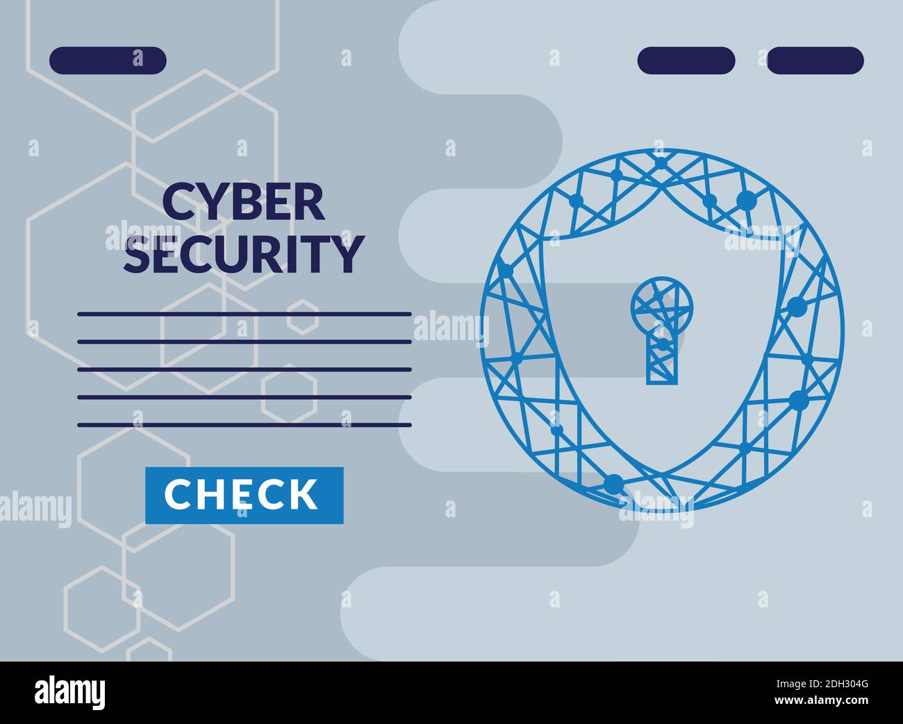 cyber security infographic with key hole in shield vector illustration ...