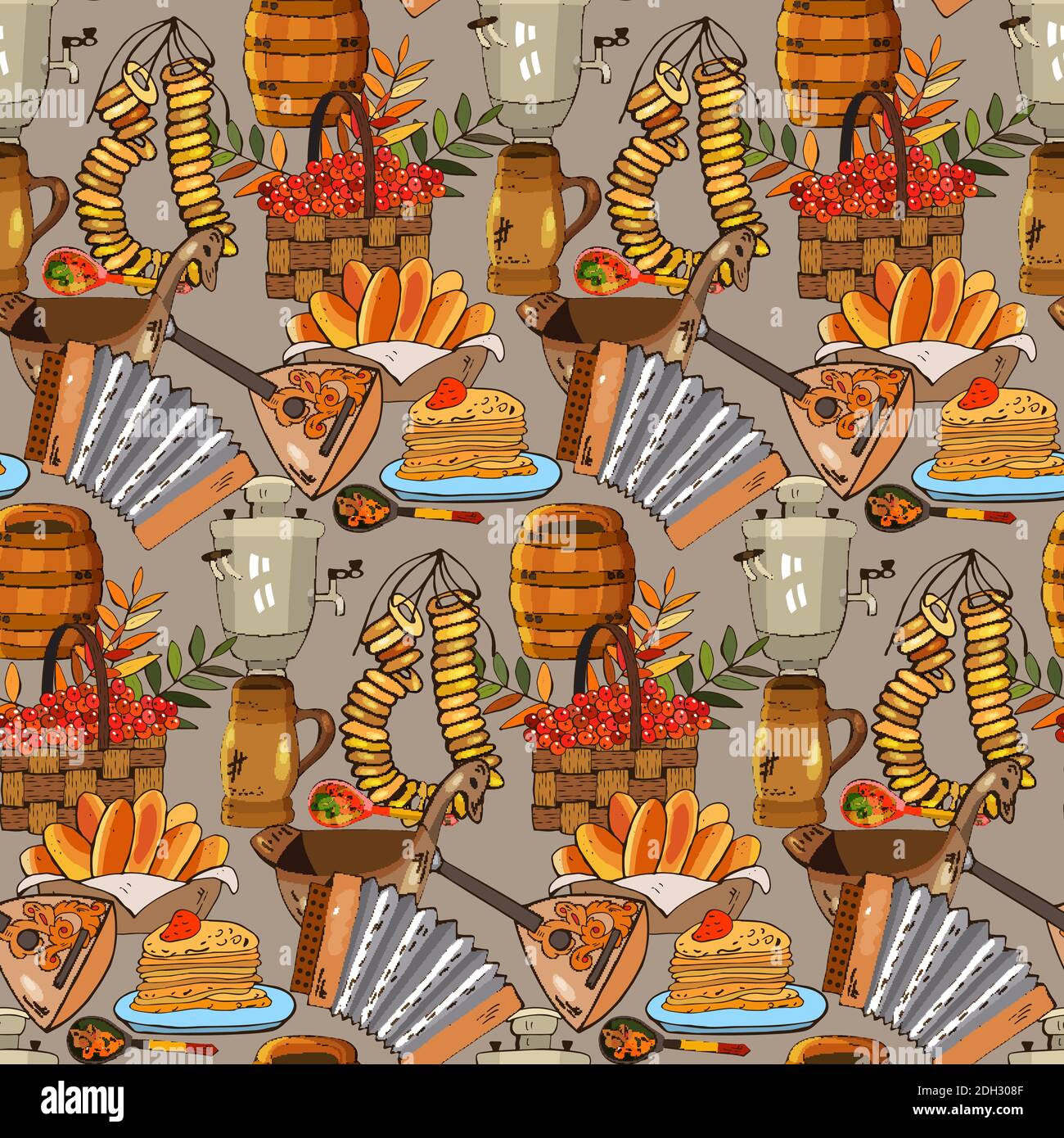 Russian seamless pattern. Background with traditional elements, vector ...