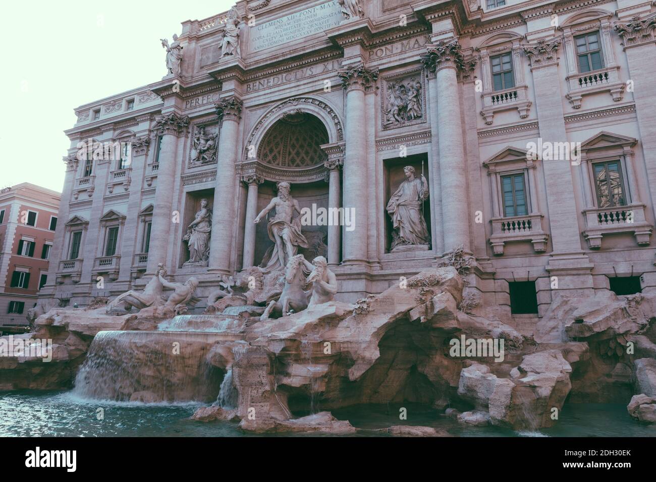 Panoramic view of Trevi Fountain in the Trevi district in Rome, Italy ...