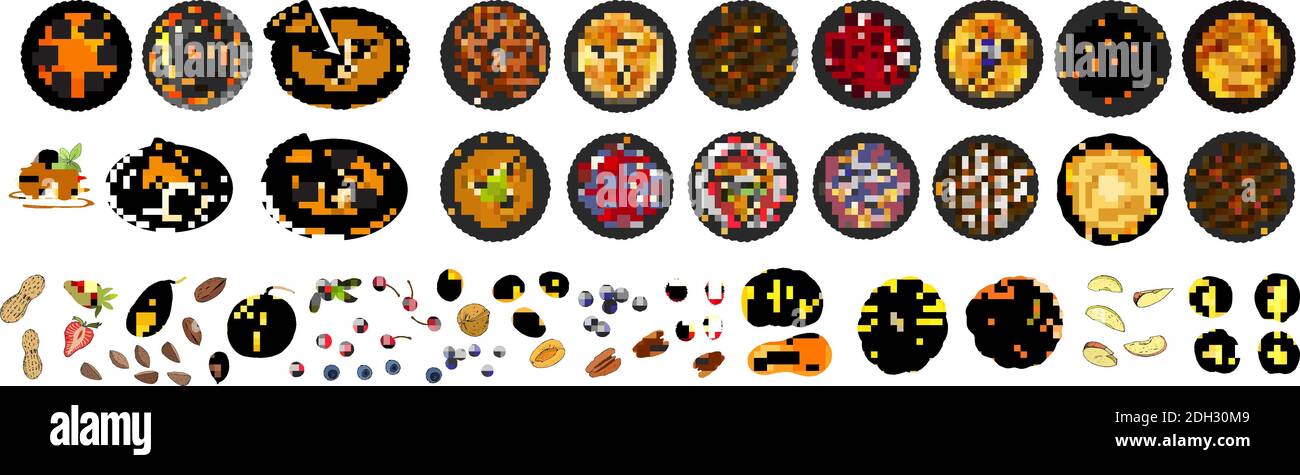 Set of pies with different toppings. Vector illustration isolated on ...