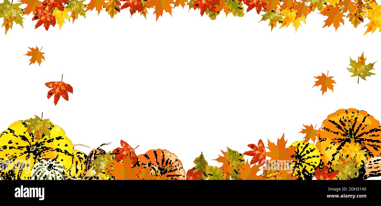 Set of autumn elements isolated on white background. Pumpkins, leaves ...