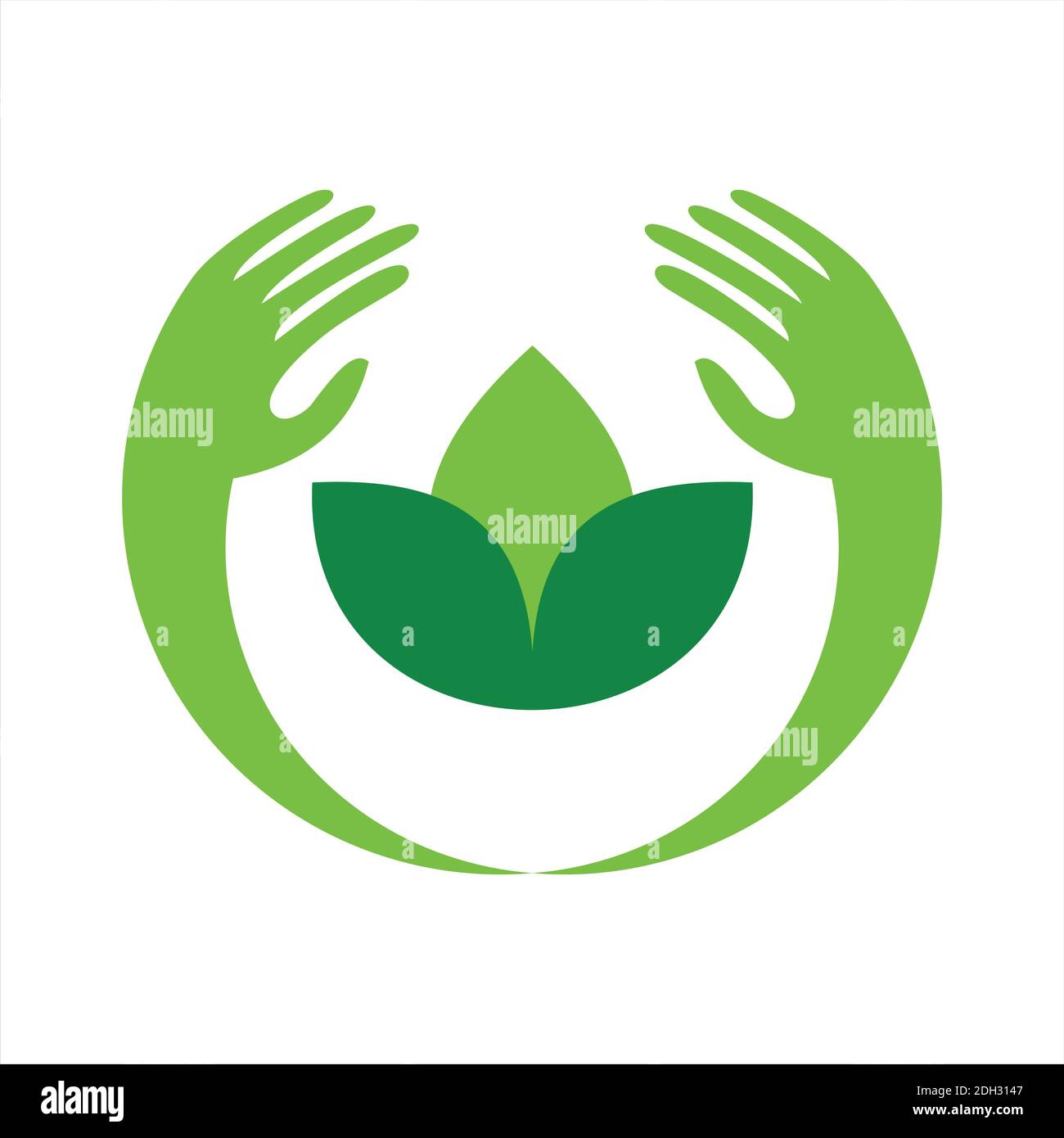 abstract hand leaf save nature icon logo vector flat concept design ...