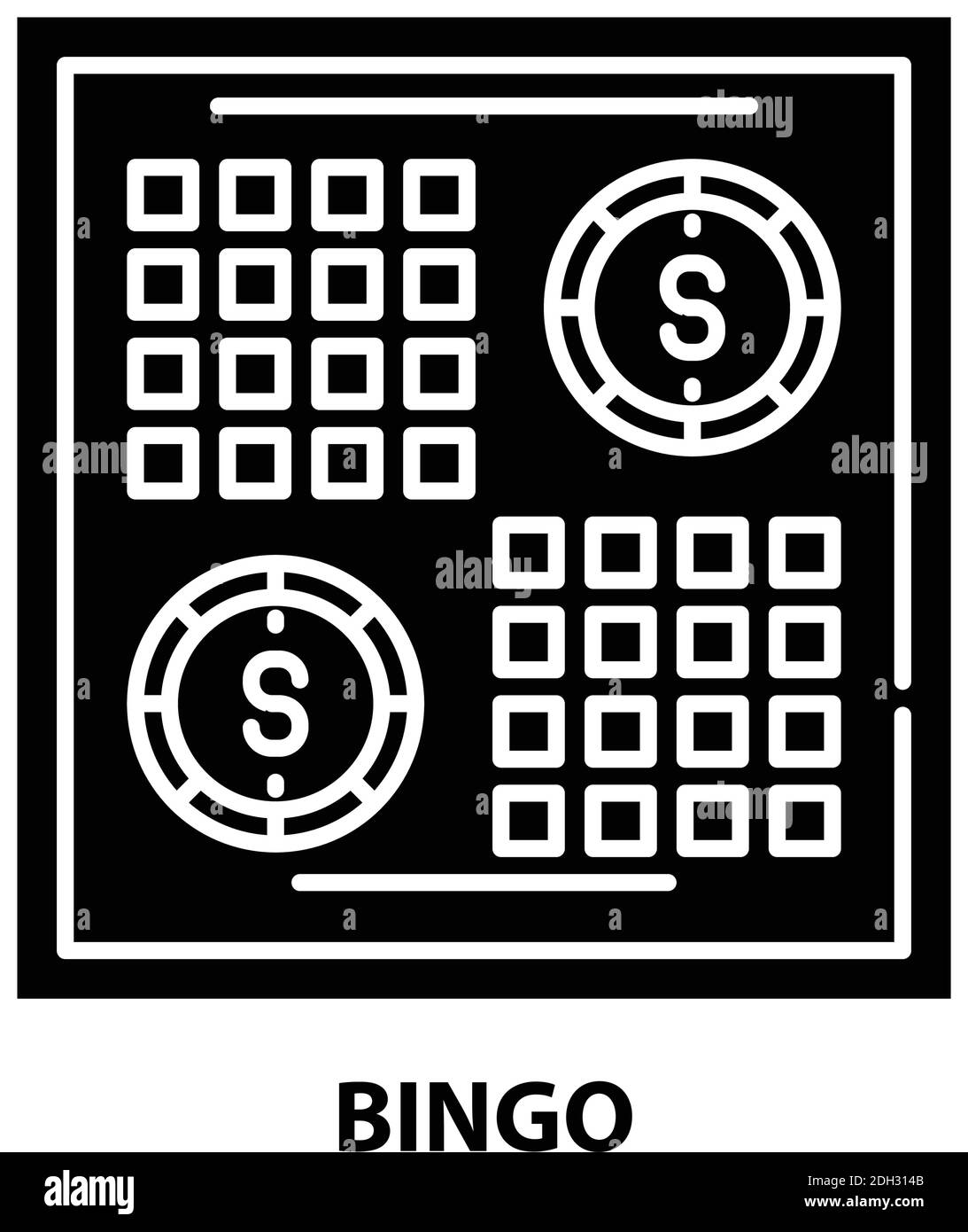 bingo icon, black vector sign with editable strokes, concept ...