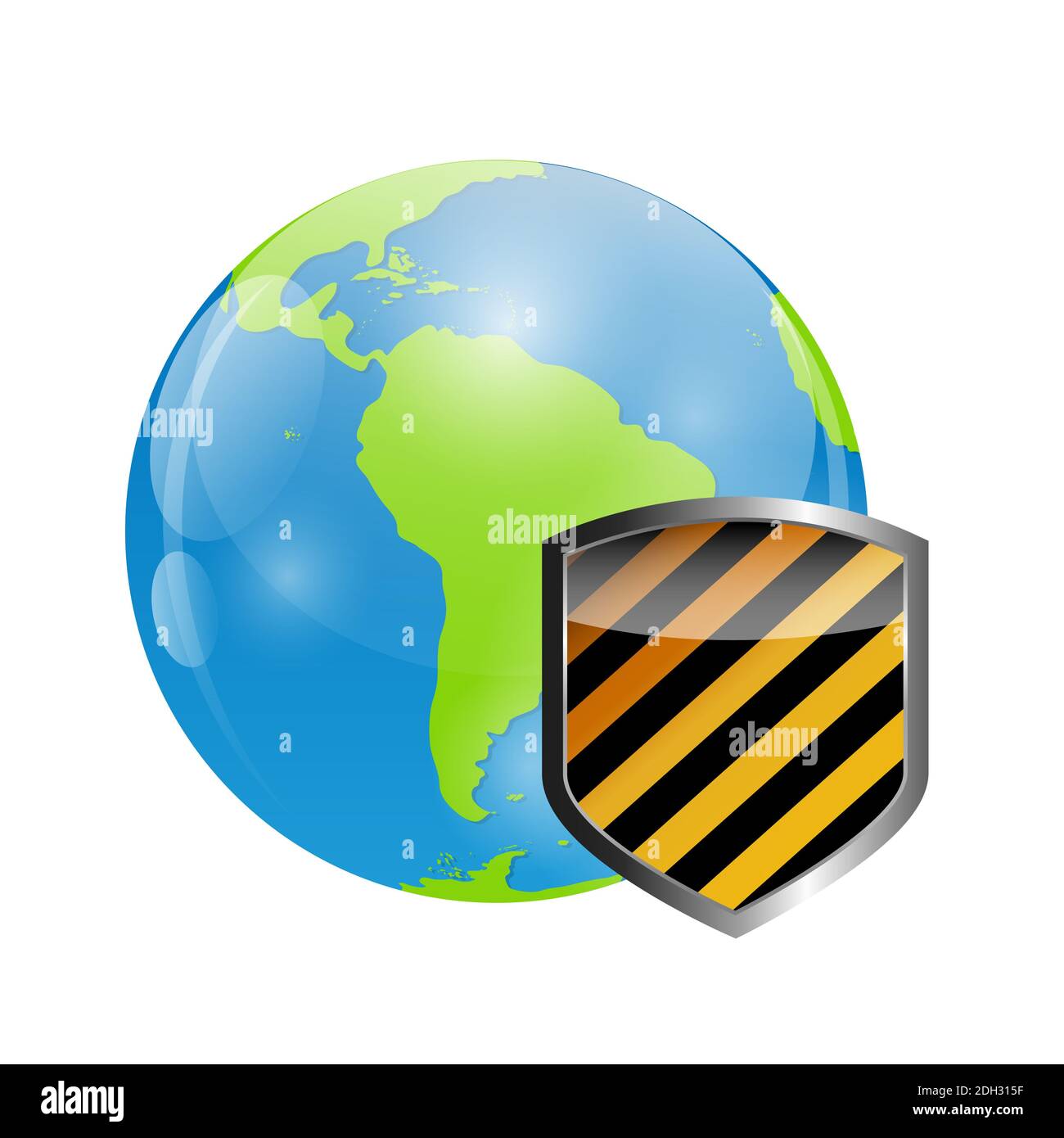 Globe Icon with Protection Shield illustration Stock Photo - Alamy