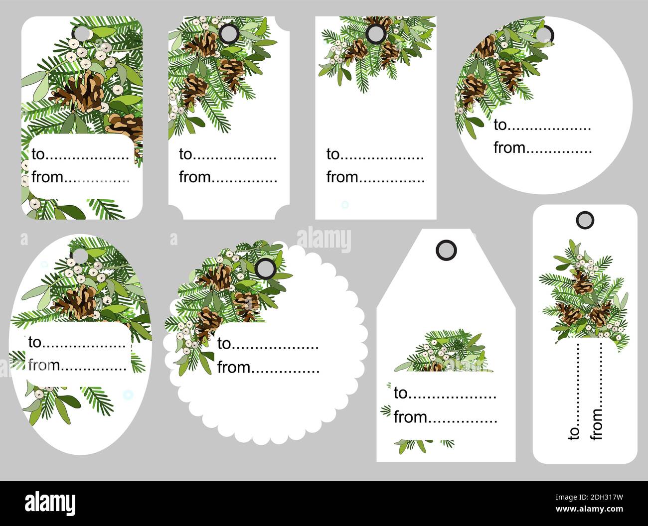 Set of Christmas and New Year tags. Blank and as a gift for a present ...