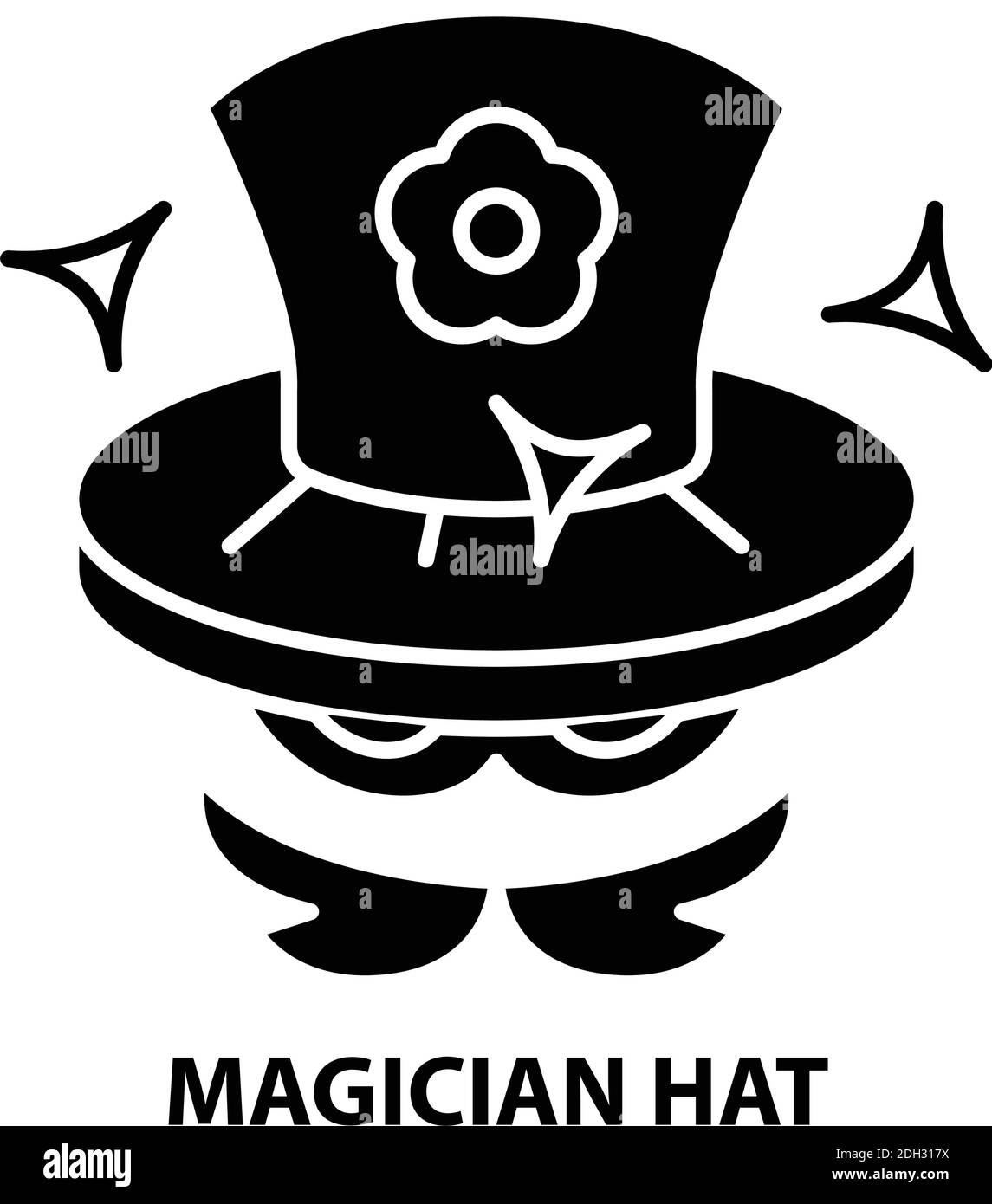 magician hat icon, black vector sign with editable strokes, concept ...