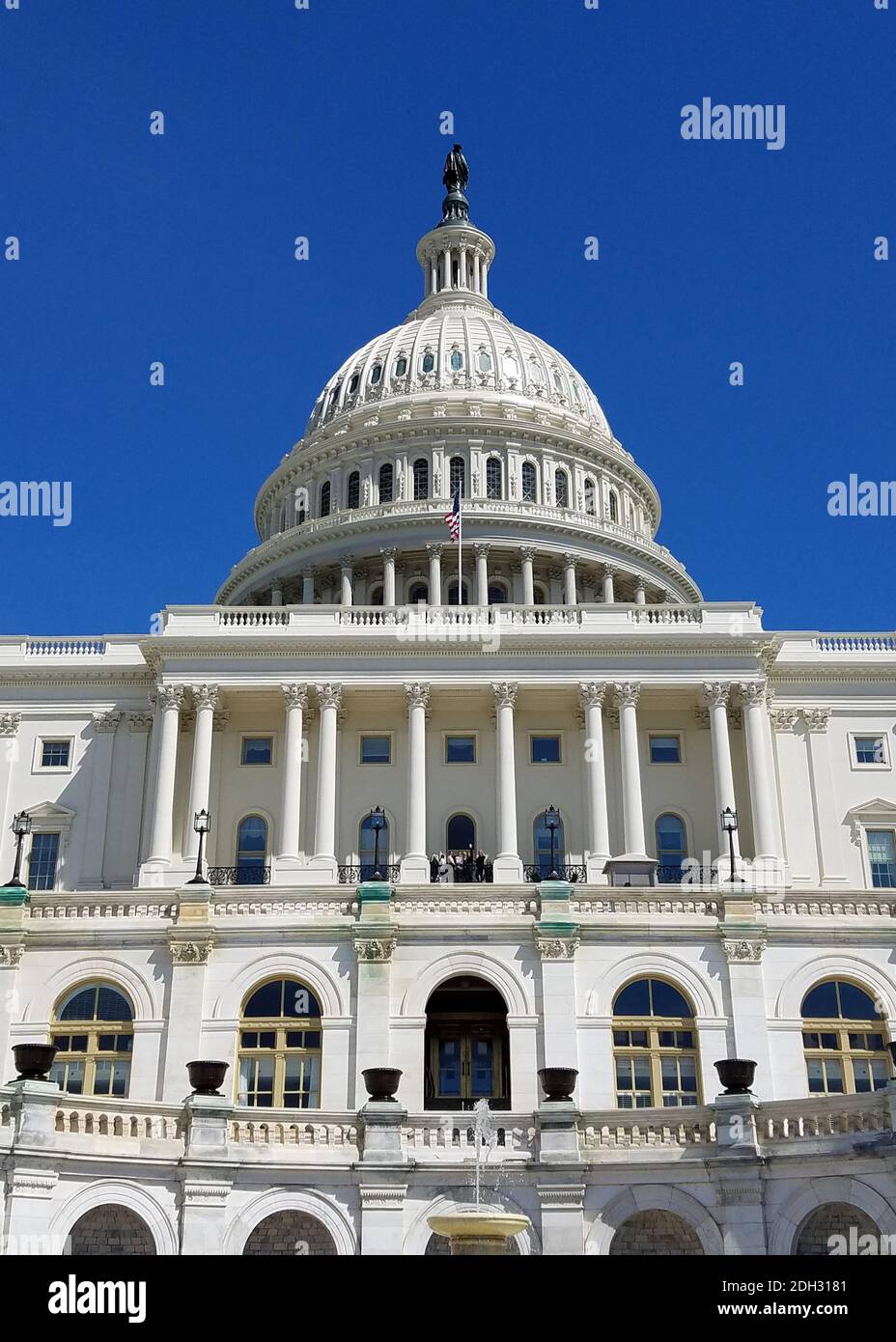 The Western facade and cupola detail of the United States Capitol ...