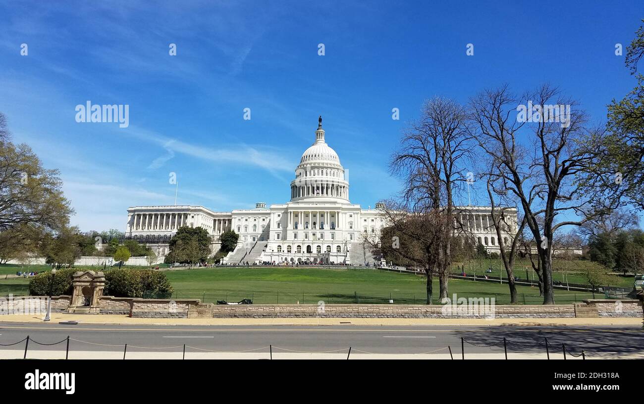 A panoramic view of the United States Capitol Building western facade ...