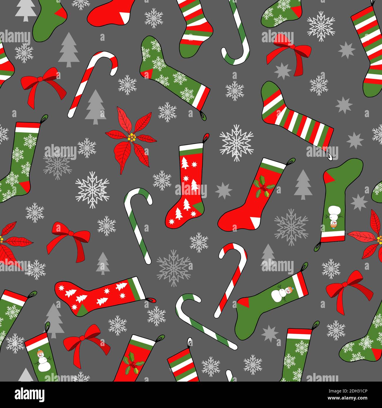 Endless texture with traditional Christmas symbols. Seamless vector ...