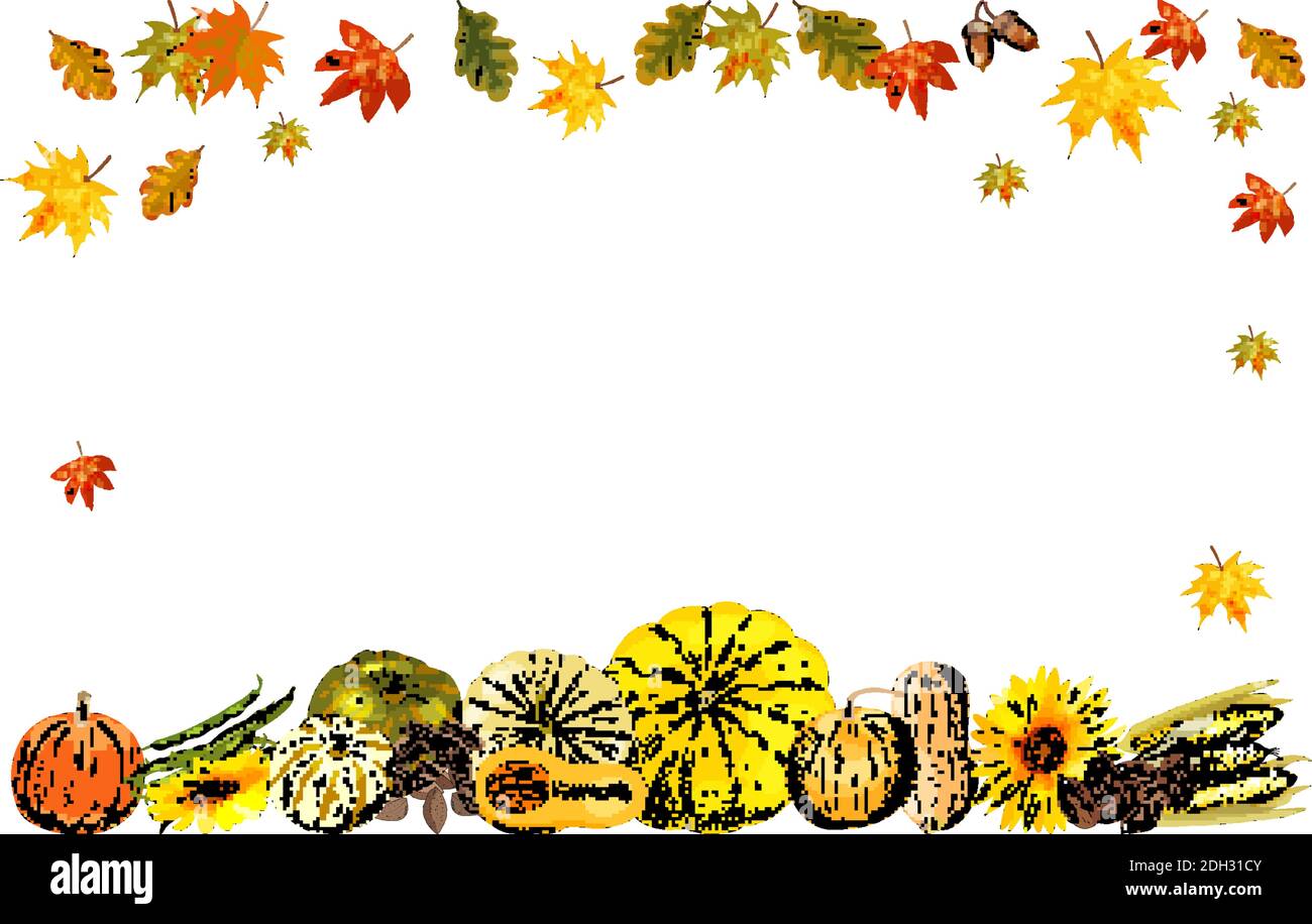 Green orange leaves frame Stock Vector Images - Alamy