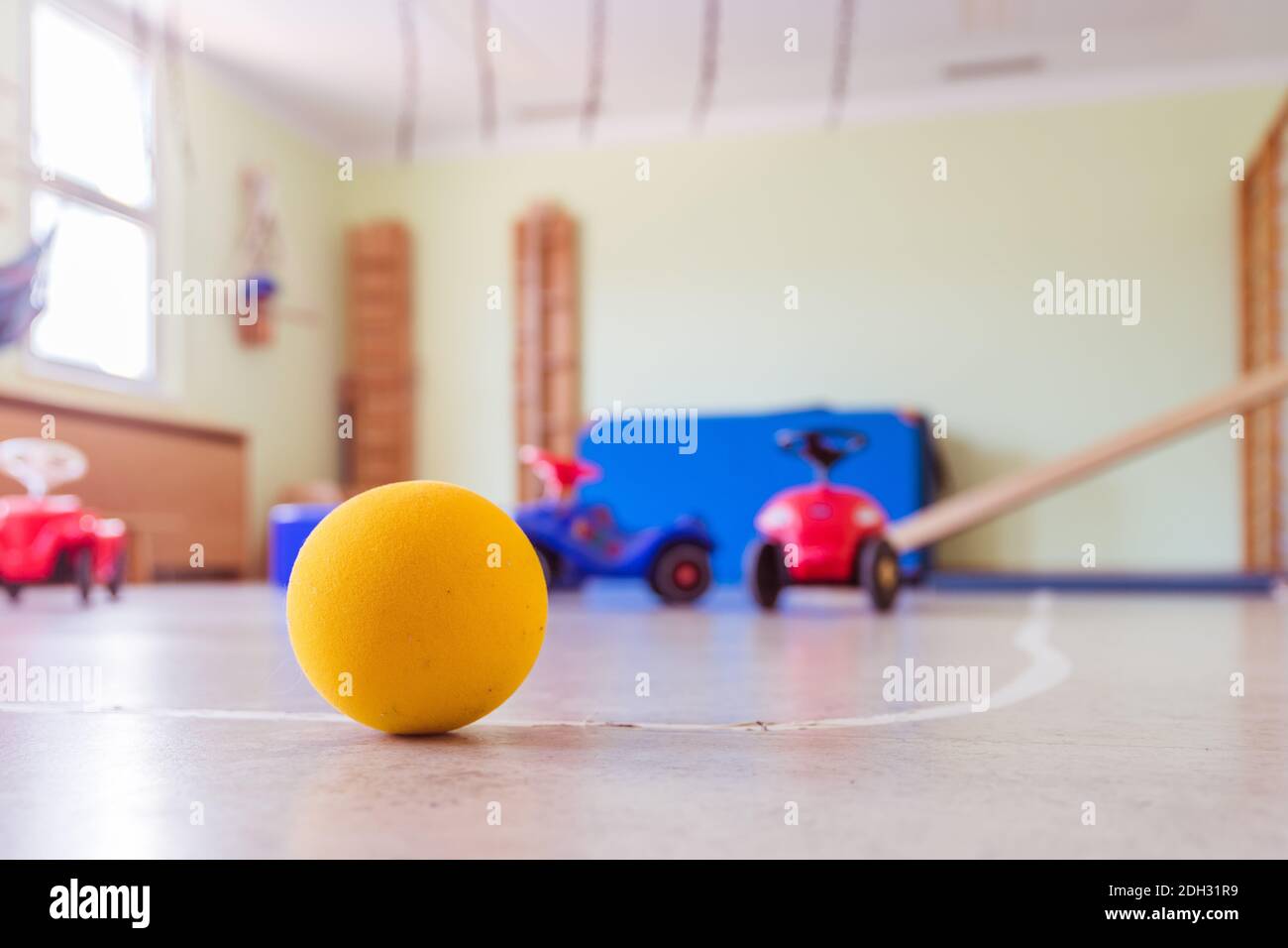 Toy foam ball in gym hall of a pre school Stock Photo - Alamy