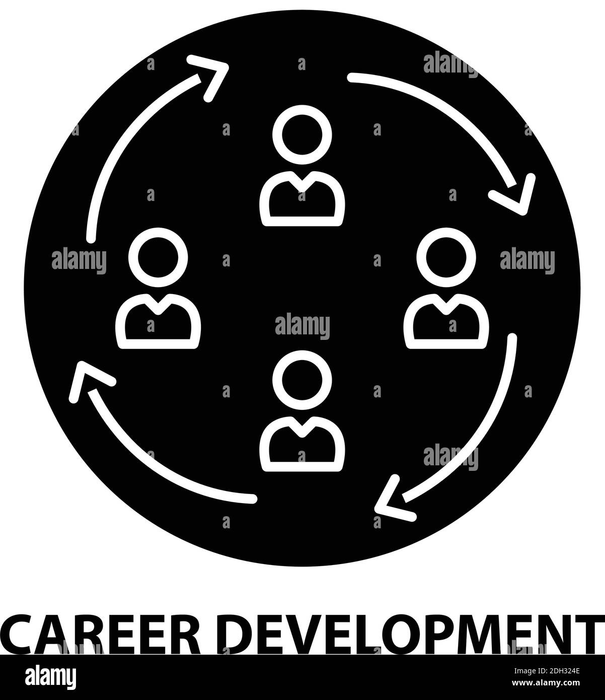 career development icon, black vector sign with editable strokes ...