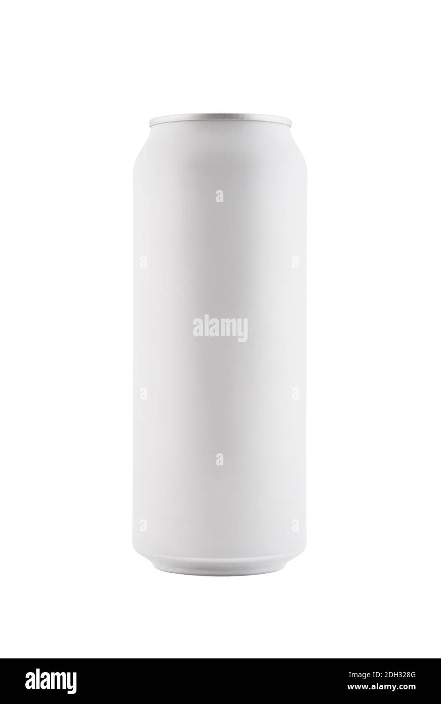 White blank aluminum can with beverage isolated on white background ...