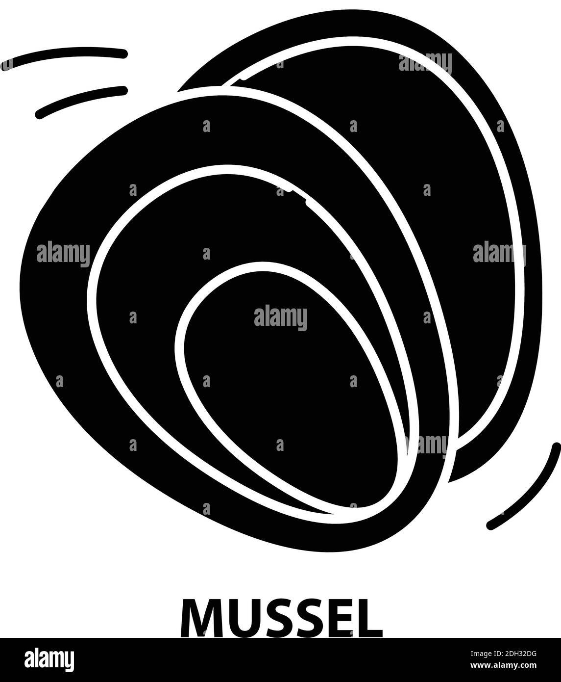 mussel symbol icon, black vector sign with editable strokes, concept ...