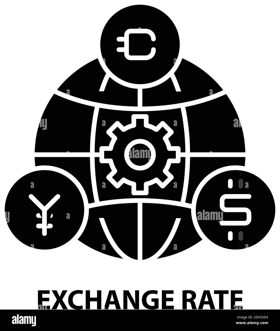 exchange rate icon, black vector sign with editable strokes, concept ...