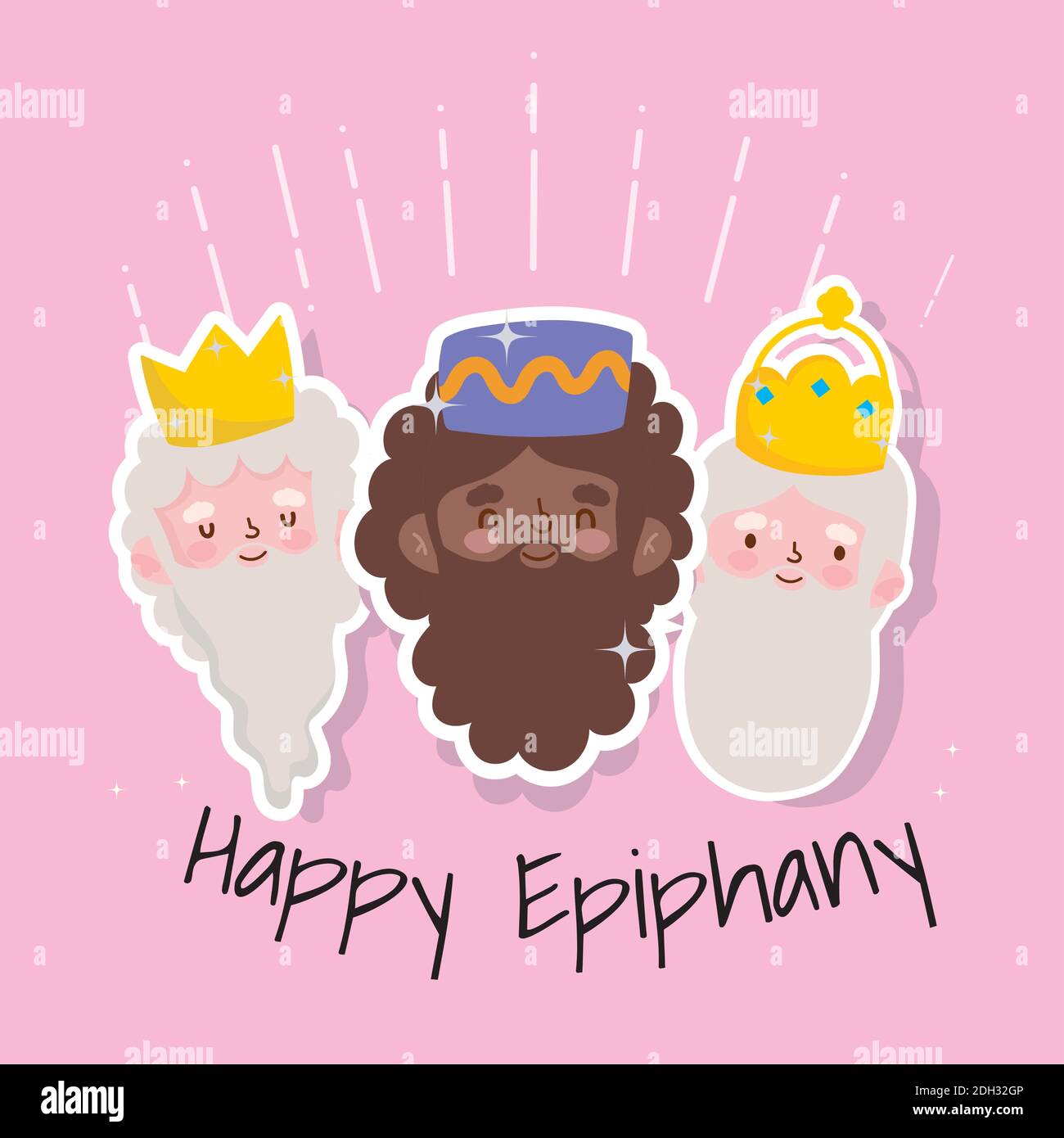 happy epiphany christian festival, three wise kings vector illustration ...