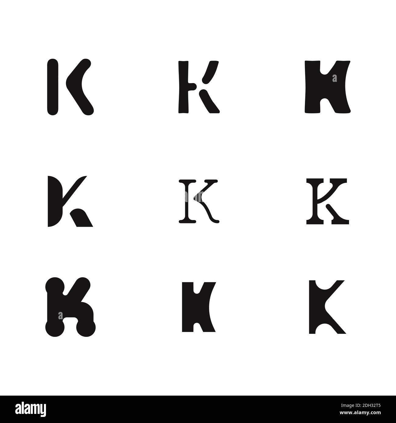 Letter k logo design template collection icon creative. Set of black ...