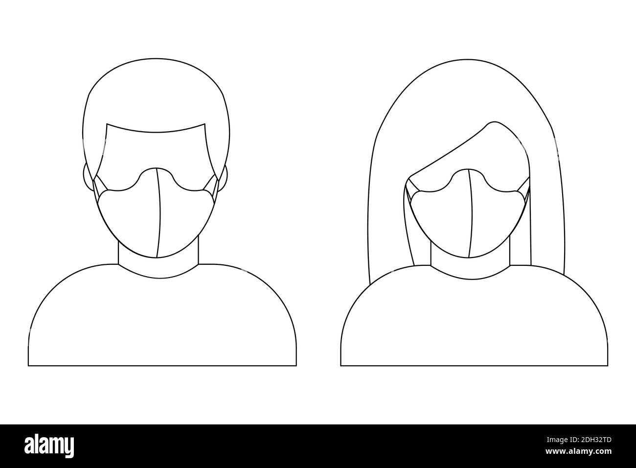 Man and Woman in medical face protection mask. illustration for disease ...