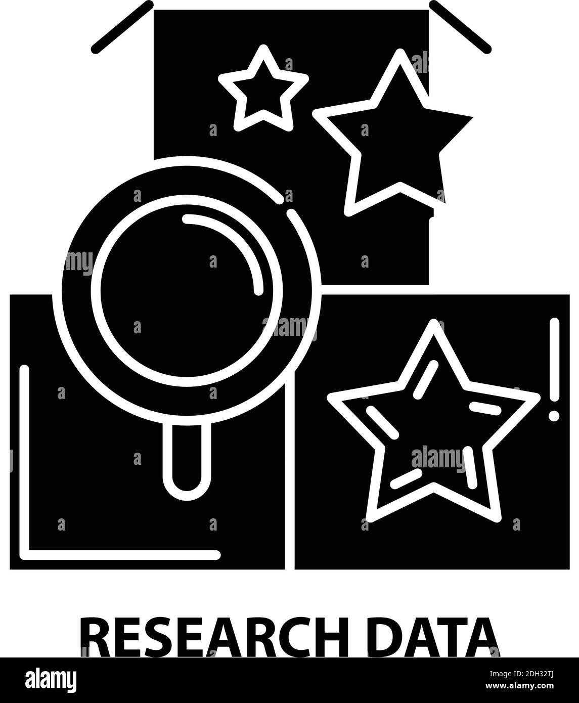 research data icon, black vector sign with editable strokes, concept ...
