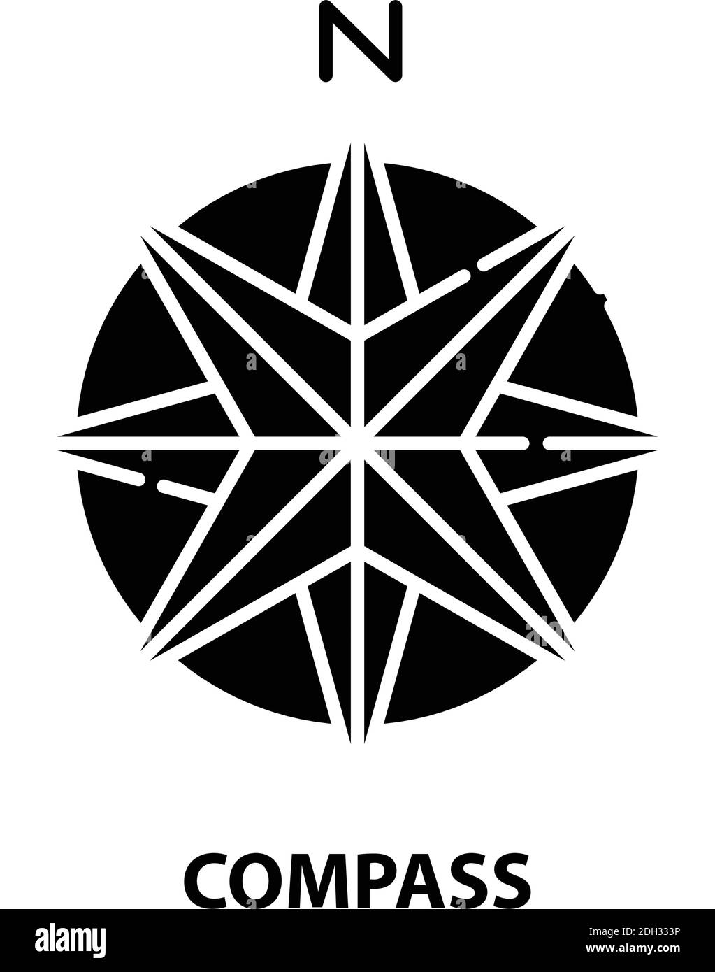 compass concept icon, black vector sign with editable strokes, concept ...