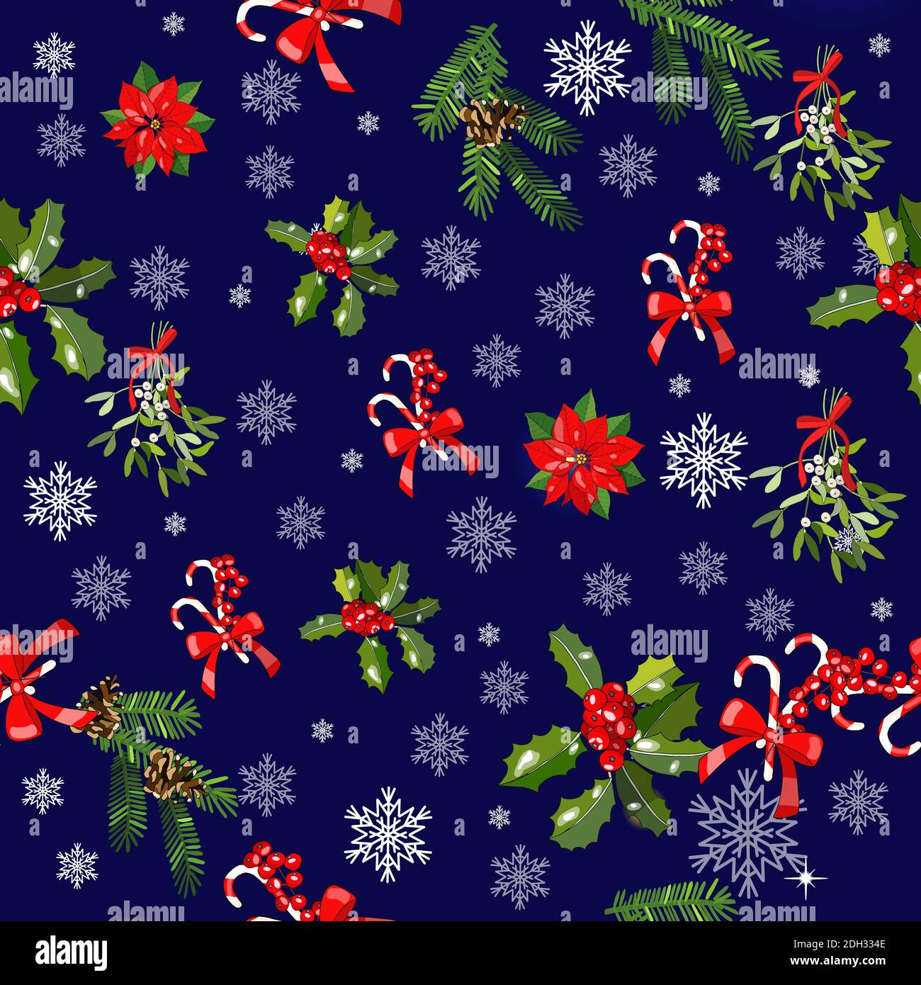 Endless texture with traditional Christmas symbols. Seamless vector ...