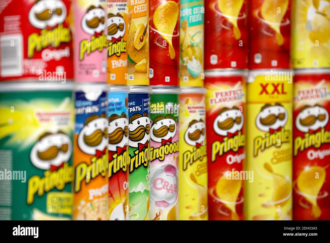 KHARKOV, UKRAINE - NOVEMBER 23, 2020: Pringles variety of flavors. Many ...