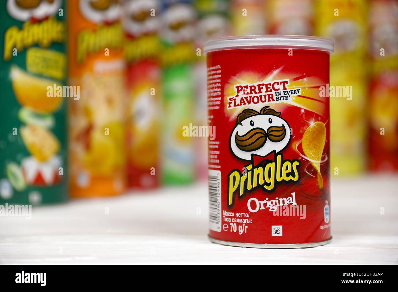 KHARKOV, UKRAINE - NOVEMBER 23, 2020: Pringles variety of flavors. Many ...
