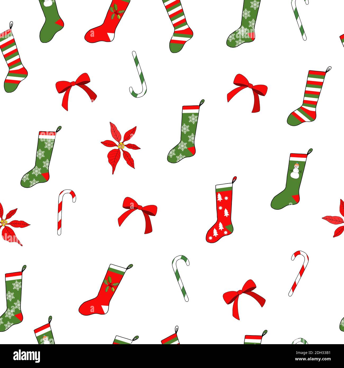 Endless texture with traditional Christmas symbols. Seamless vector ...