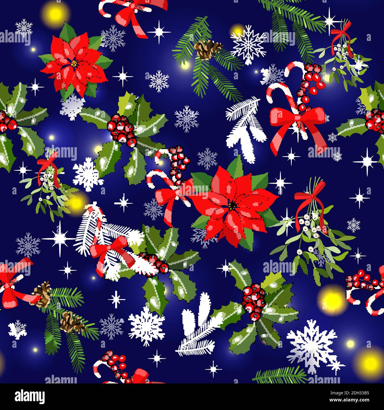 Endless texture with traditional Christmas symbols. Seamless vector ...