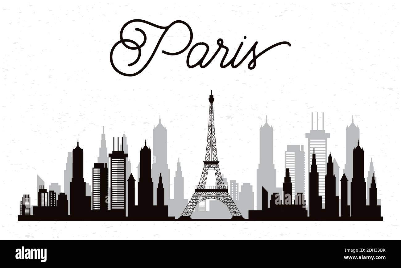 cityscape paris skyline scene icon vector illustration design Stock ...