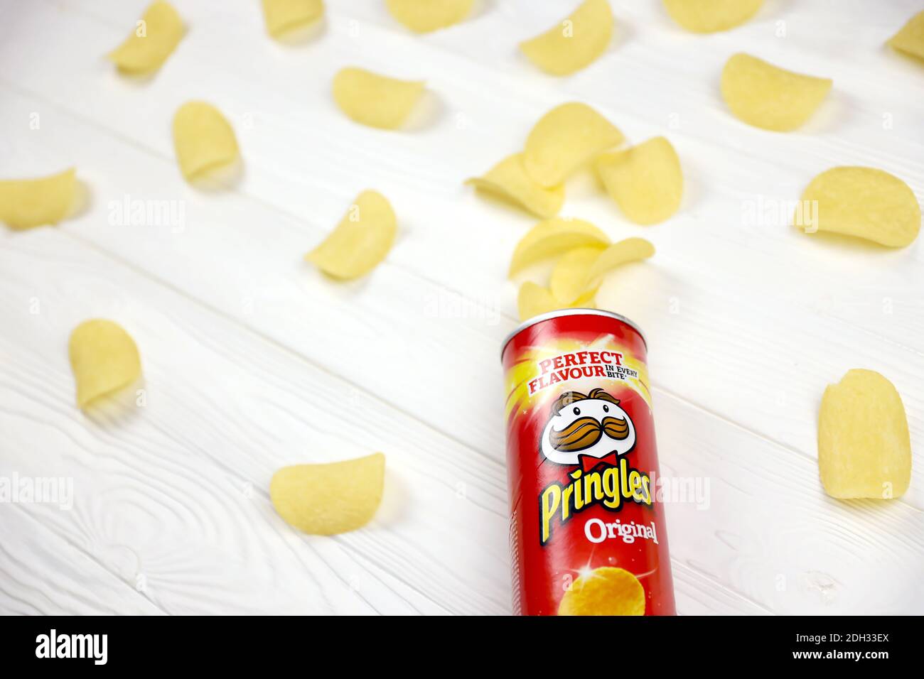 KHARKOV, UKRAINE - NOVEMBER 23, 2020: Pringles original flavour ...