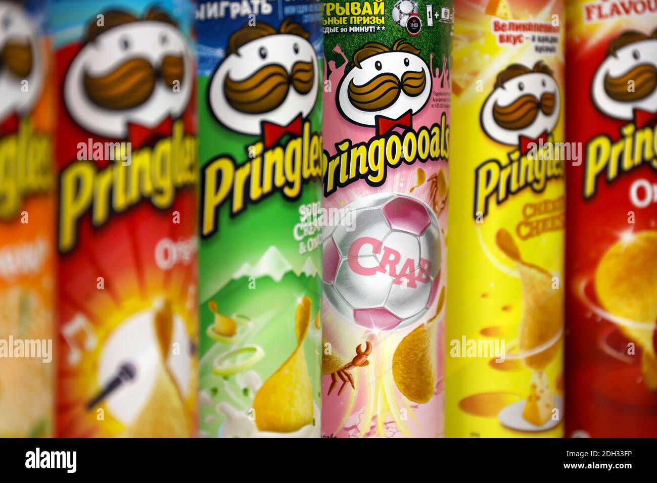 KHARKOV, UKRAINE - NOVEMBER 23, 2020: Pringles variety of flavors. Many ...