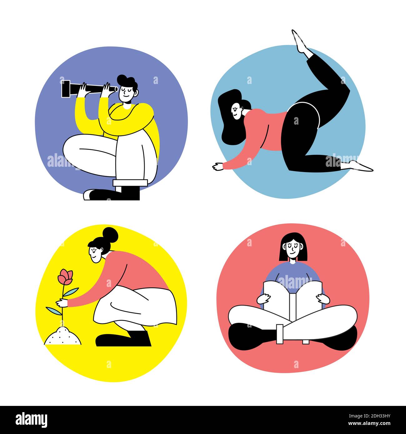 Four best friends Stock Vector Images - Alamy