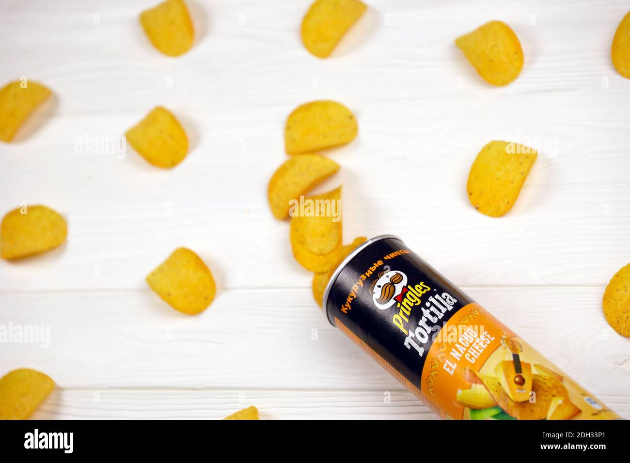 KHARKOV, UKRAINE - NOVEMBER 23, 2020: Pringles el nacho cheese flavour ...