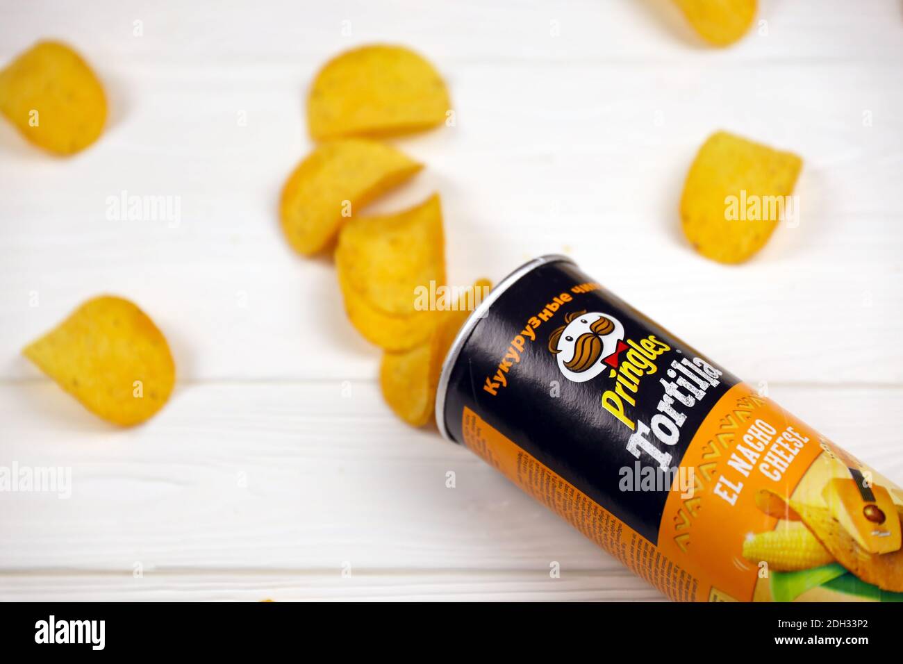 KHARKOV, UKRAINE - NOVEMBER 23, 2020: Pringles el nacho cheese flavour ...