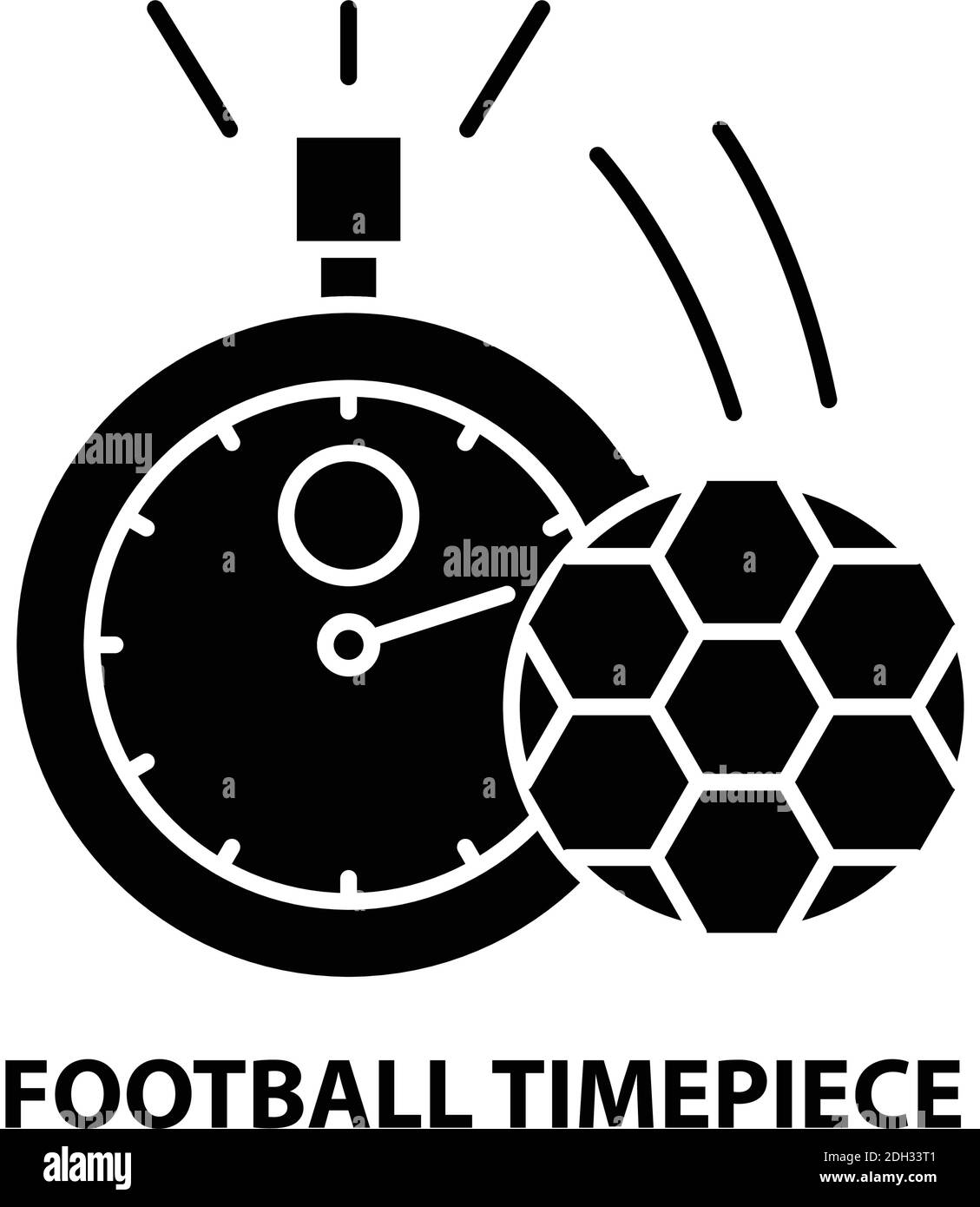 football timepiece icon, black vector sign with editable strokes ...