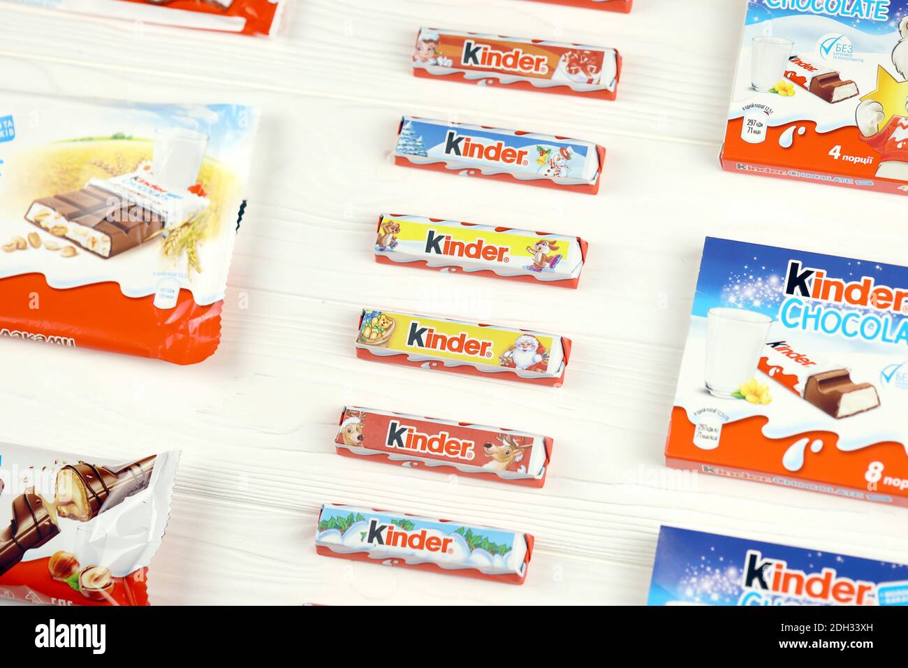 KHARKOV, UKRAINE - NOVEMBER 24, 2020: Kinder small Chocolate bars in ...