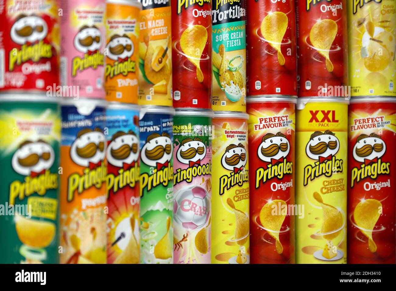 KHARKOV, UKRAINE - NOVEMBER 23, 2020: Pringles variety of flavors. Many ...